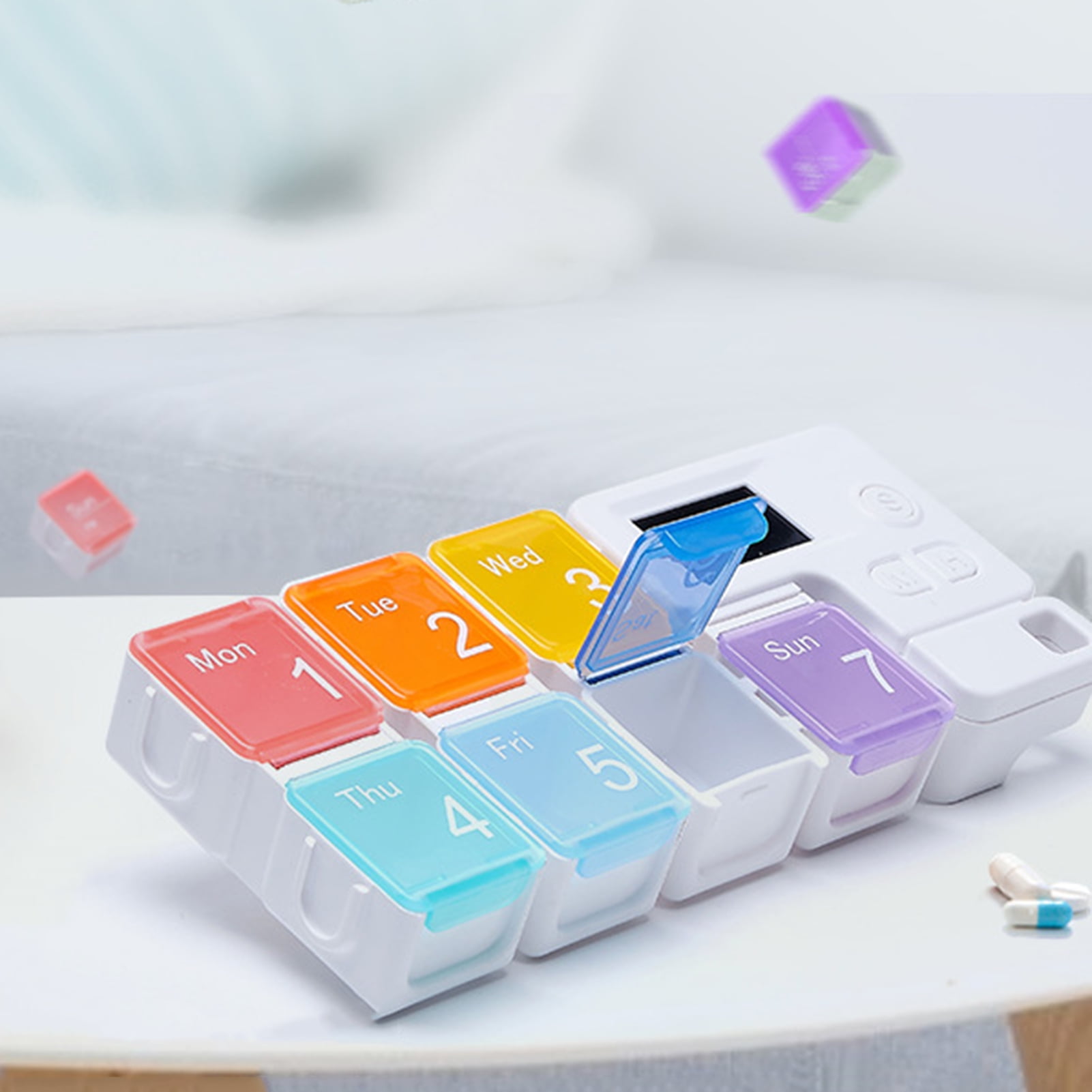 Weekly Pill Organizer,7 Day Pill Box Large Compartments Electronic ...