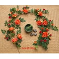 Artificial Rose Vine Garland Orange 2pcs Bendable Hanging Floral ...