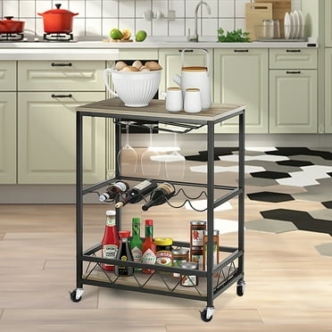 Zimtown 4-Tier Kitchen Cart, Wire Mesh Rolling Cart Serving Utility ...