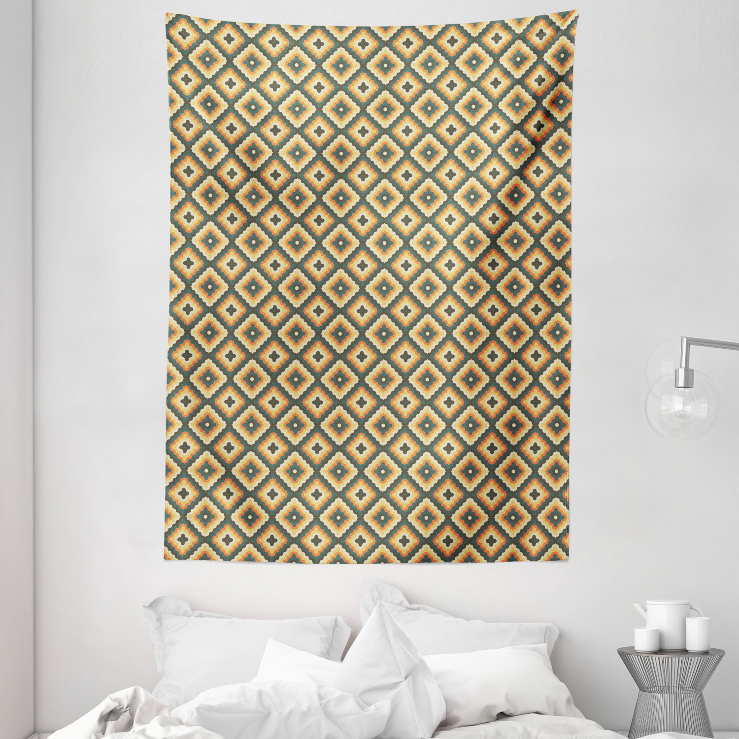 Geometric Tapestry, Retro Abstract Curvy and Groovy Shapes on ...