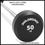 Philosophy Gym Rubber Fixed Barbell, 50 LB Pre-Loaded Weight Straight ...