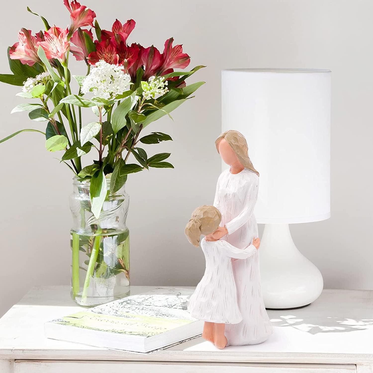 Mother and Daughter Figurines Sculpted Hand-Painted Figure Statue,Gift ...