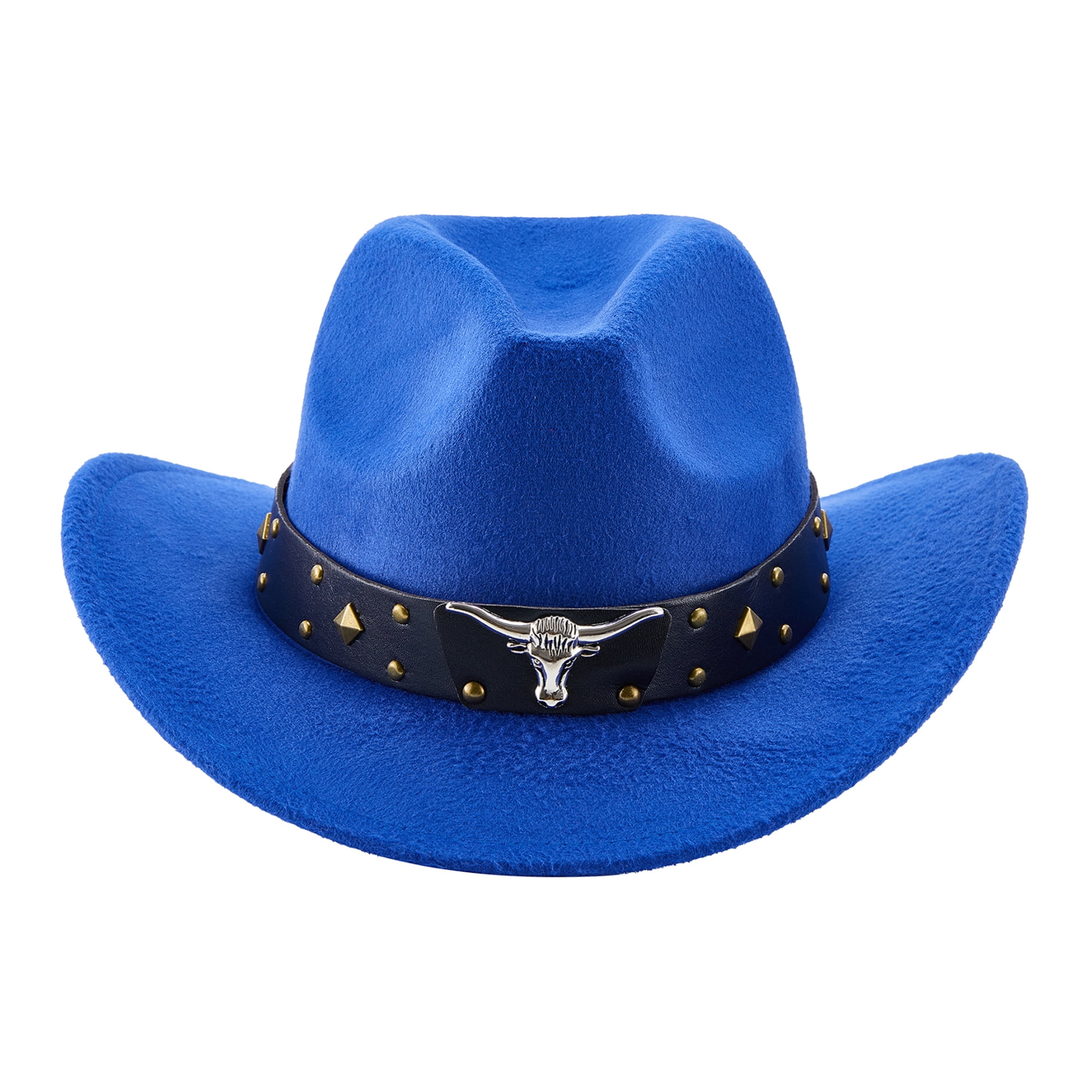 Shuttle tree Women Men Felt Wide Brim Western Cowboy Hats Belt Buckle ...