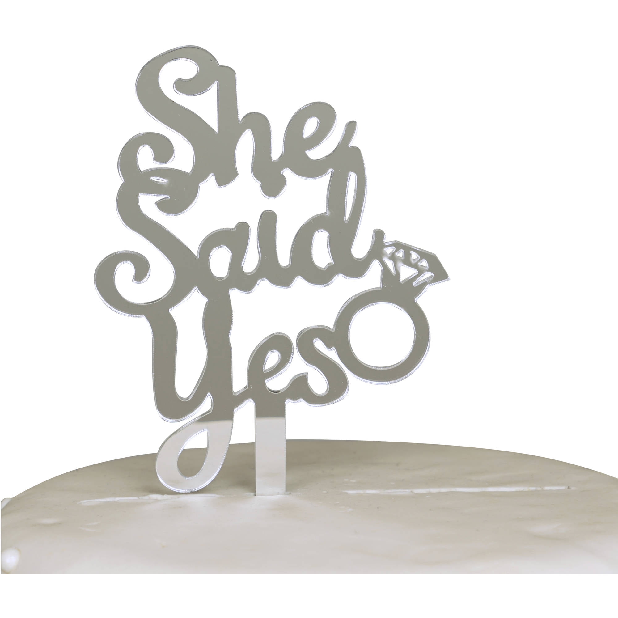 Paper & Party Supplies She Said Yes Acrylic Silver Mirror Wedding ...