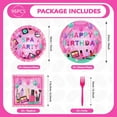 96Pcs Spa Birthday Party Supplies Hot Pink Spa Paper Plates and Napkins ...