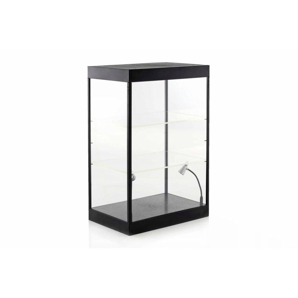 Large LED Lighted Display Case With 2 adjustable shelves, Black ...