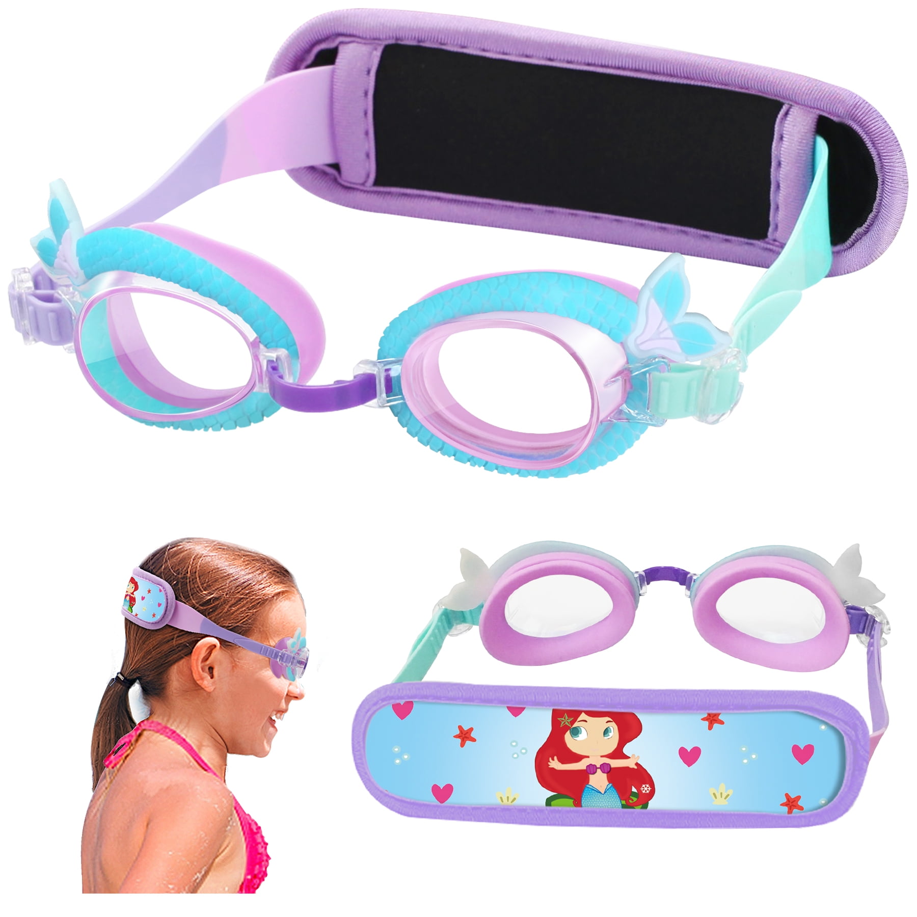 Vvinca Kids Swim Goggles with Pain-Free Fabric Strap Cover, Anti-Fog ...