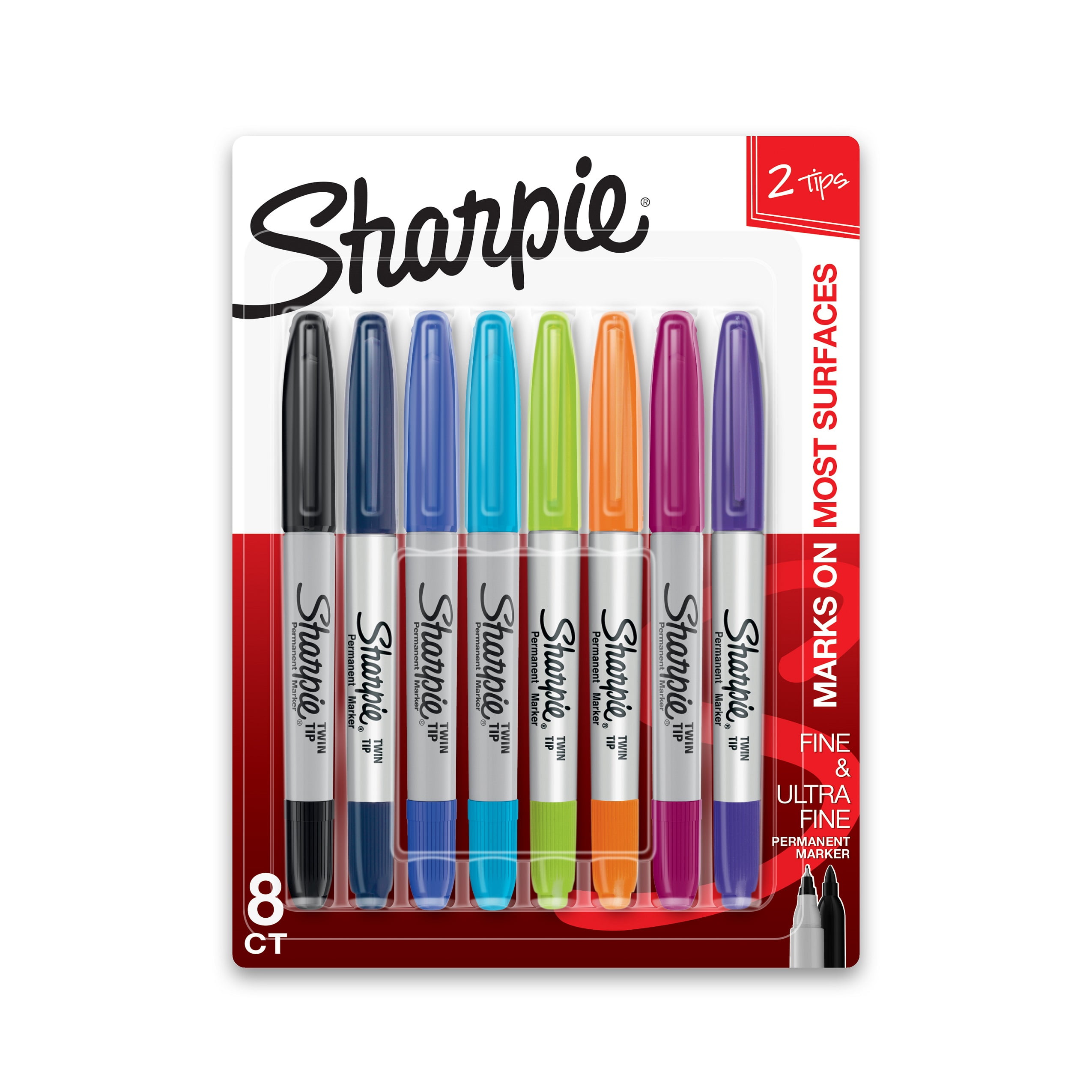 Sharpie Twin Tip Permanent Markers, Fine and Ultra Fine, Assorted ...
