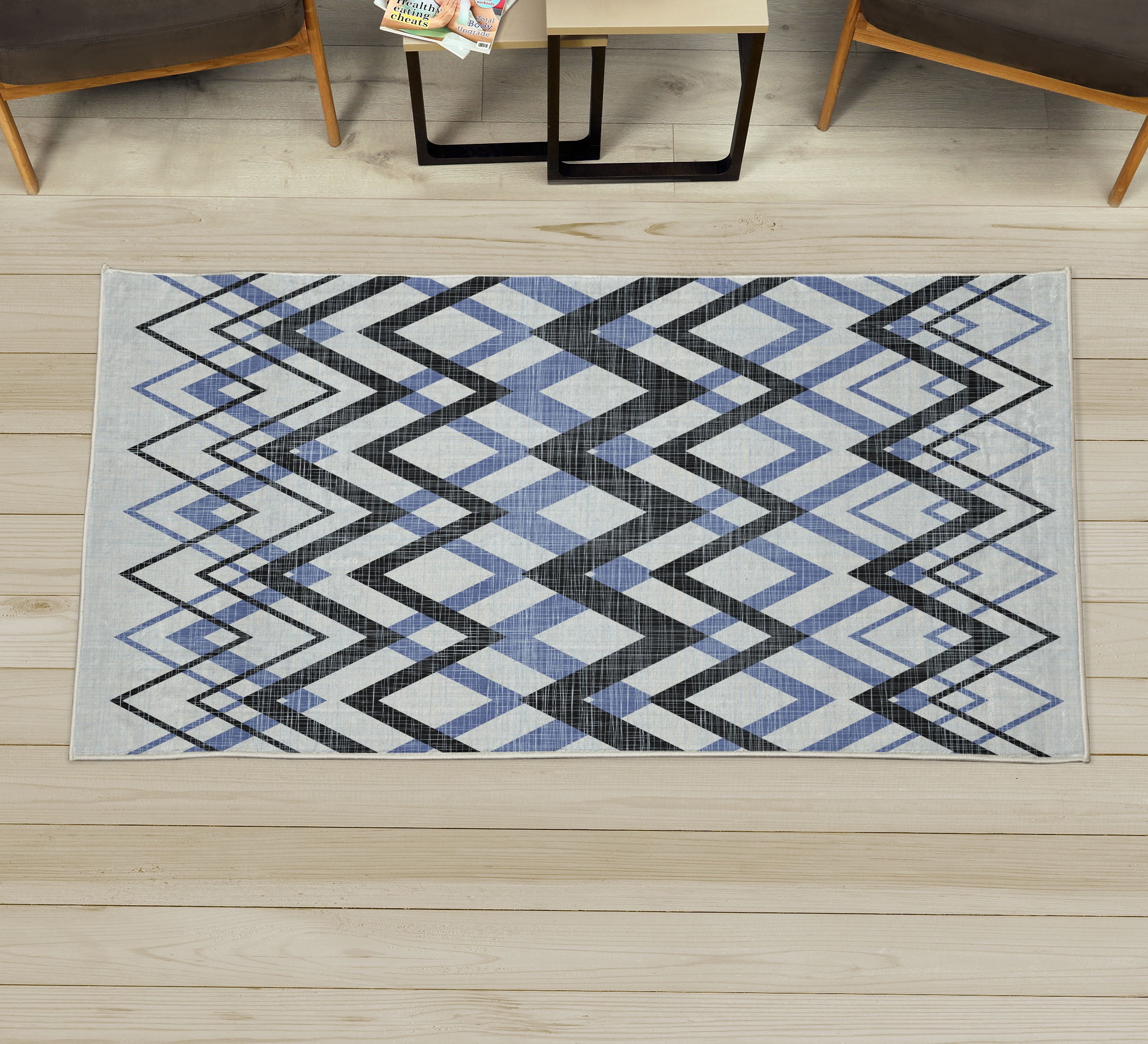 Chevron Decorative Rug, Vintage Overlapping Zigzag Lines Thin and Thick ...