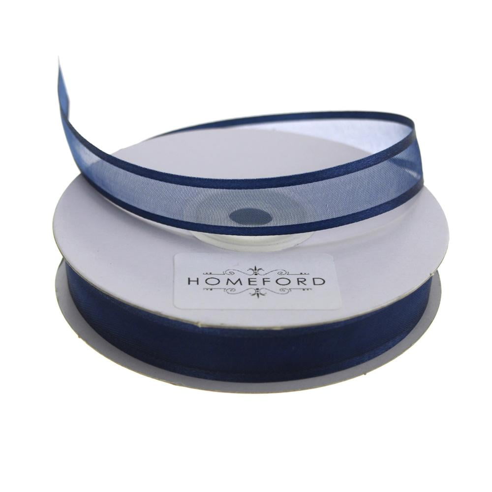 Satin-Edge Sheer Organza Ribbon, 5/8-Inch, 25 Yards, Navy Blue ...
