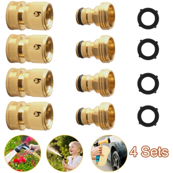 BILAL Quick Connect Hose Fittings, Garden Hose Quick Connect Kit, Solid Brass Standard 3/4 Inch ...