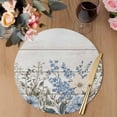 Blue Floral Spring Round Placemats Set of 8, Braided Polypropylene ...