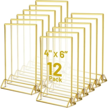 "Ameitech 6Pack 4x6"" Acrylic Sign Holder, Gold Frames, Vertical ...