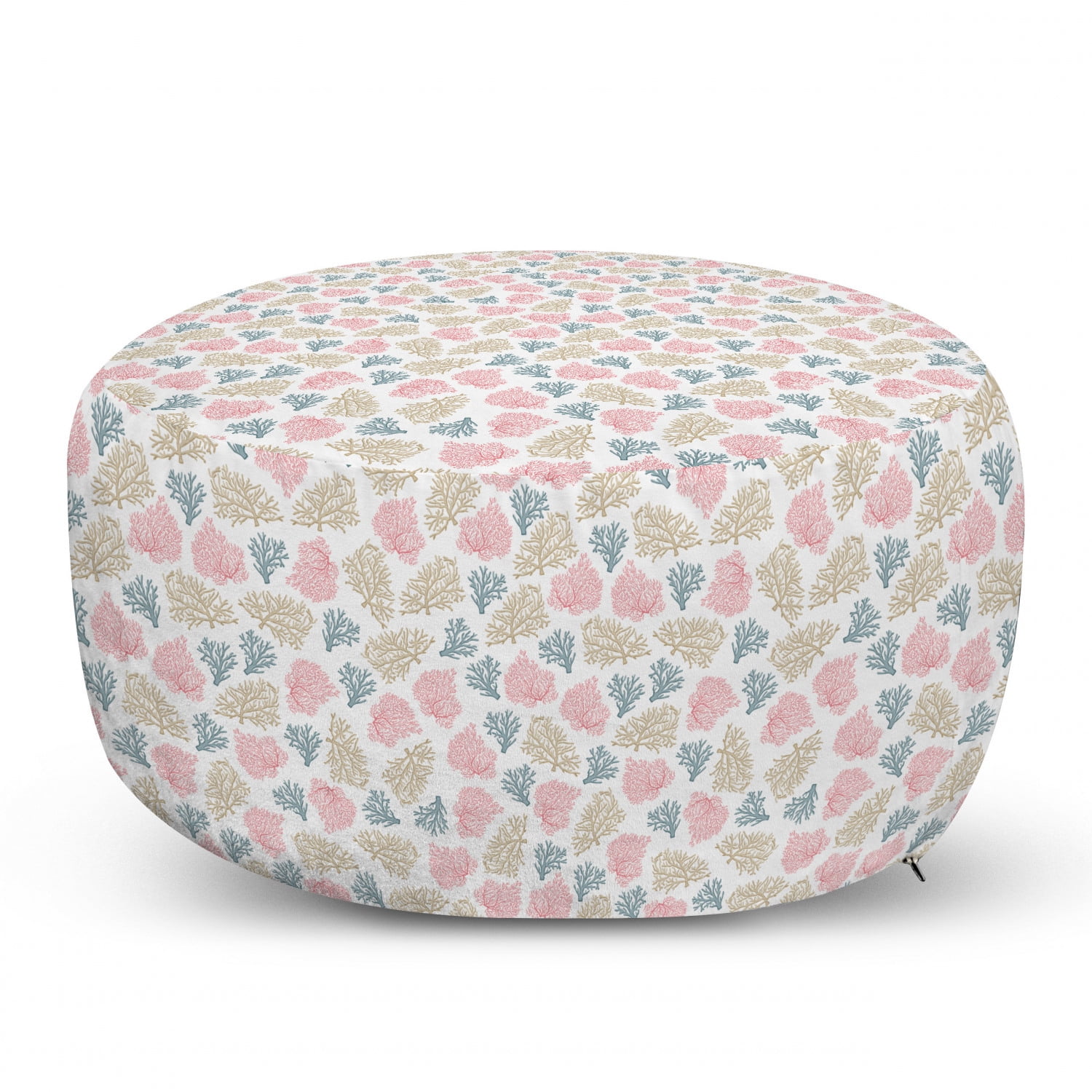 Nautical Pouf Cover with Zipper, Ocean Coral Reefs Motif Aquarium ...