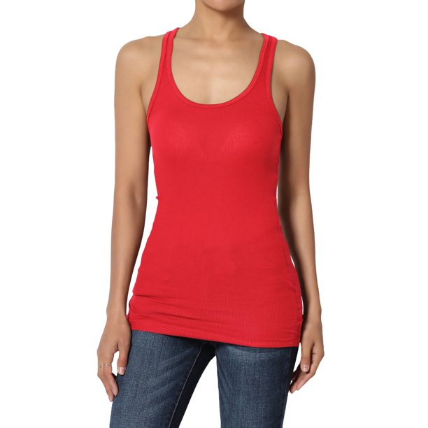 TheMoogan Women's PLUS All Season Sporty Casual Basic Racerback Ribbed ...