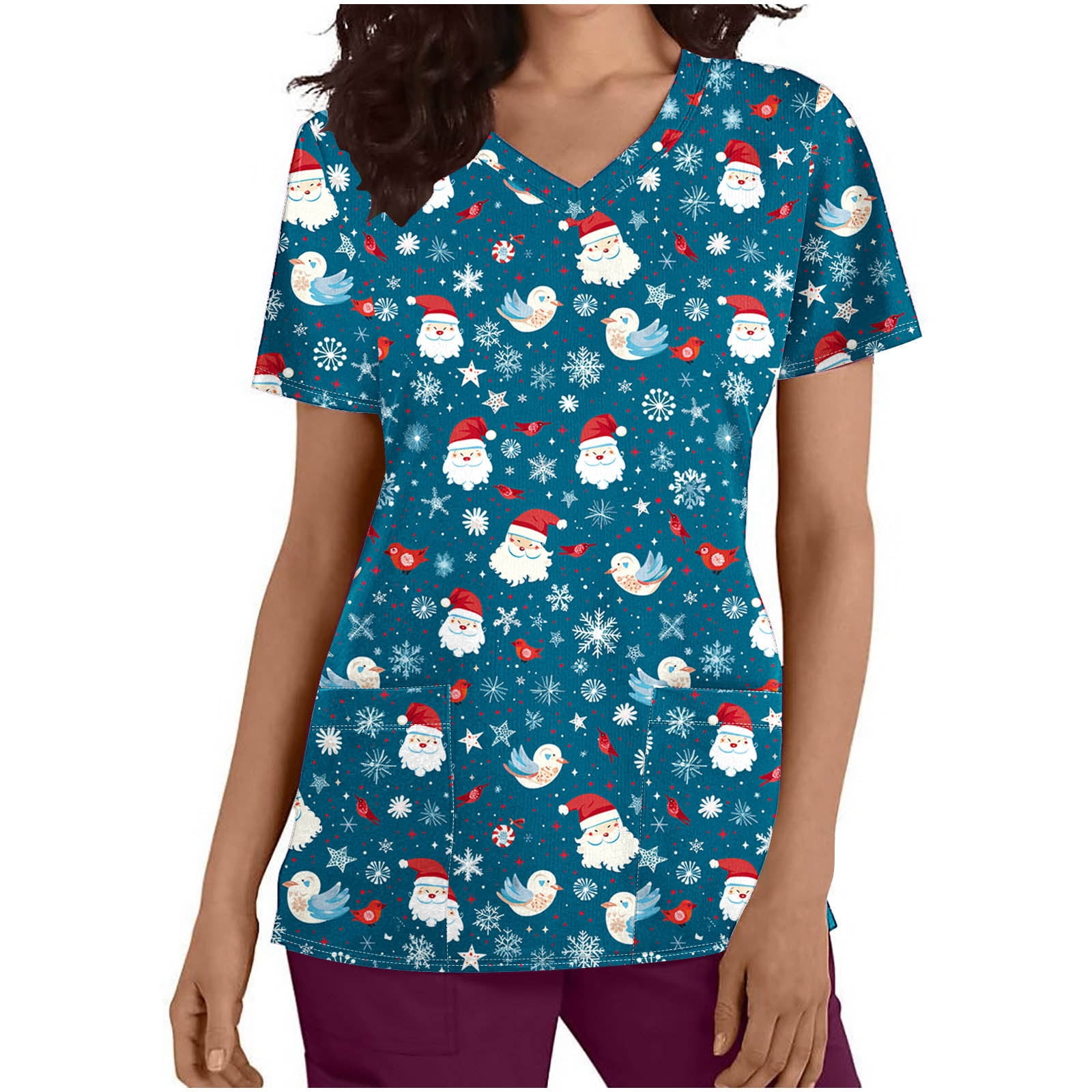 Click here for Styesk Scrubs For Women Holiday Cute Short Sleeve... prices
