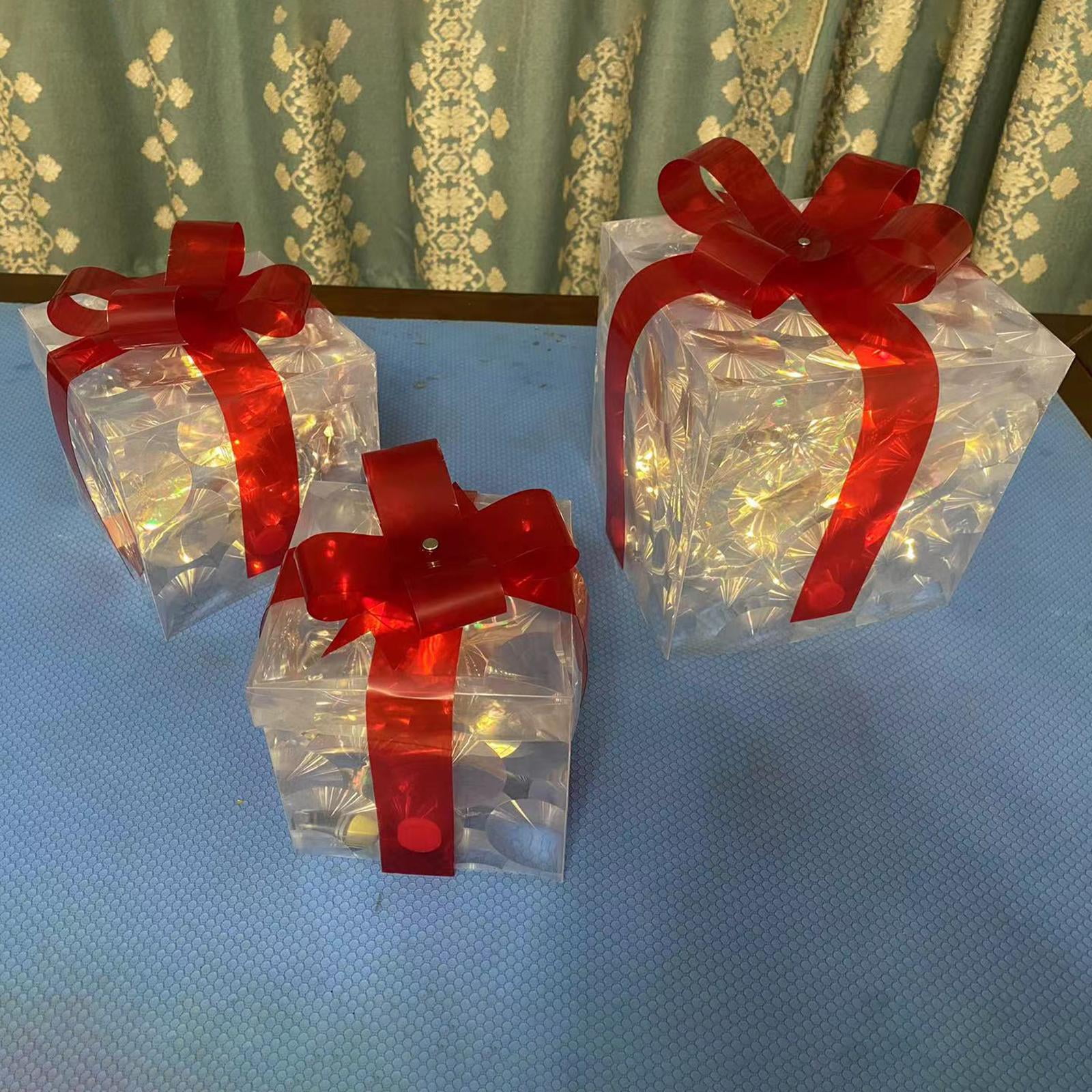 Cajas de regalo con luz LED, lazo de Navidad, caja de regalo ...