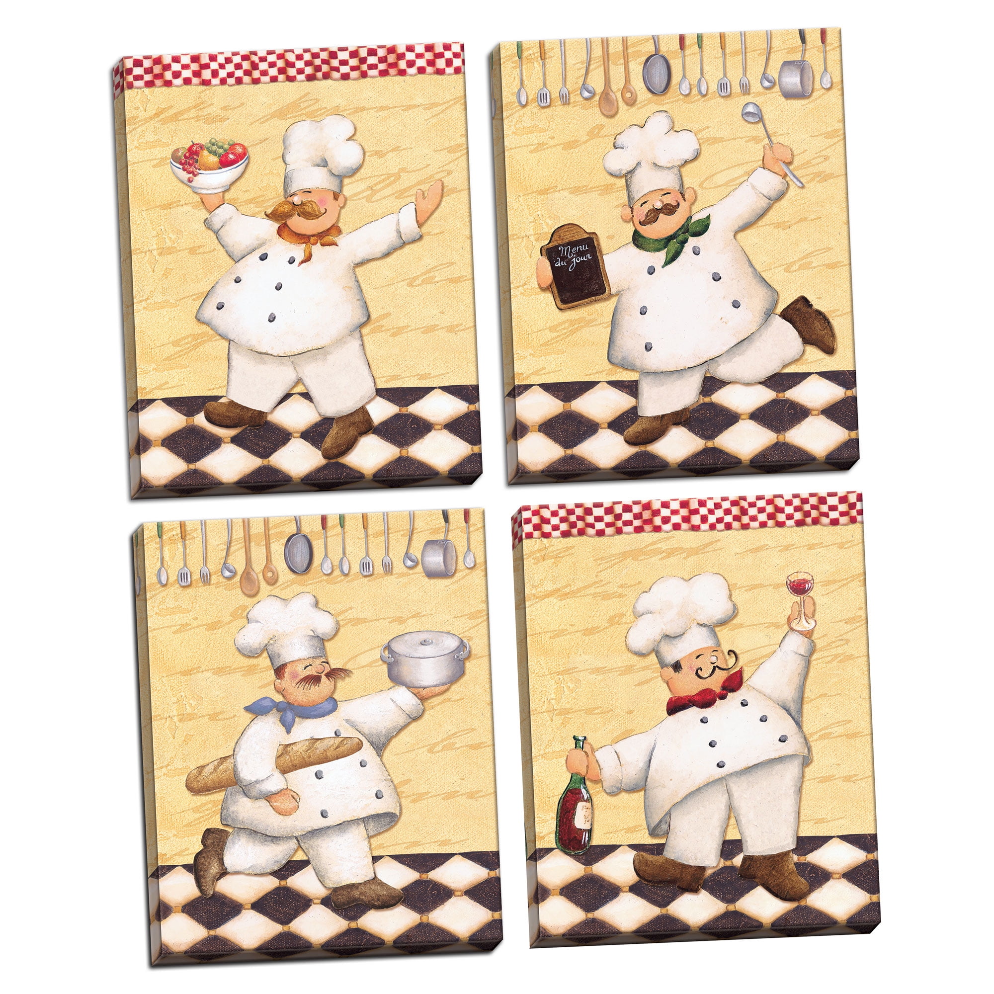 Gango Home Decor Yellow Retro Chef Adult Kitchen Decor; 4 - 8" x 10 ...