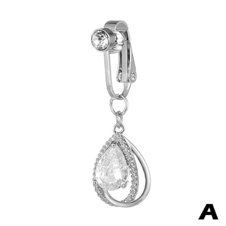 Double Layers Waterdrop Dangle Navel Belly ButtonRing Navel UK Piercing ...