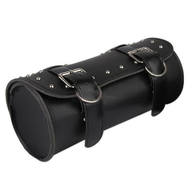 Motorcycle Saddle Bag PU Leather Barrel Luggage Tool Travel Motorbike ...