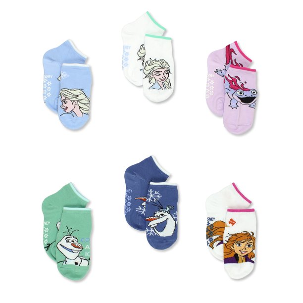 Disney Frozen 2 Anna Elsa Toddler Girls 6 Pack Socks with Grippers ...