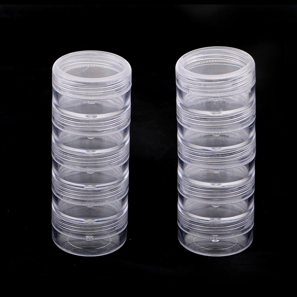2x 5 Stacking Bead Containers Clear Screw Storage Organizer Box ...
