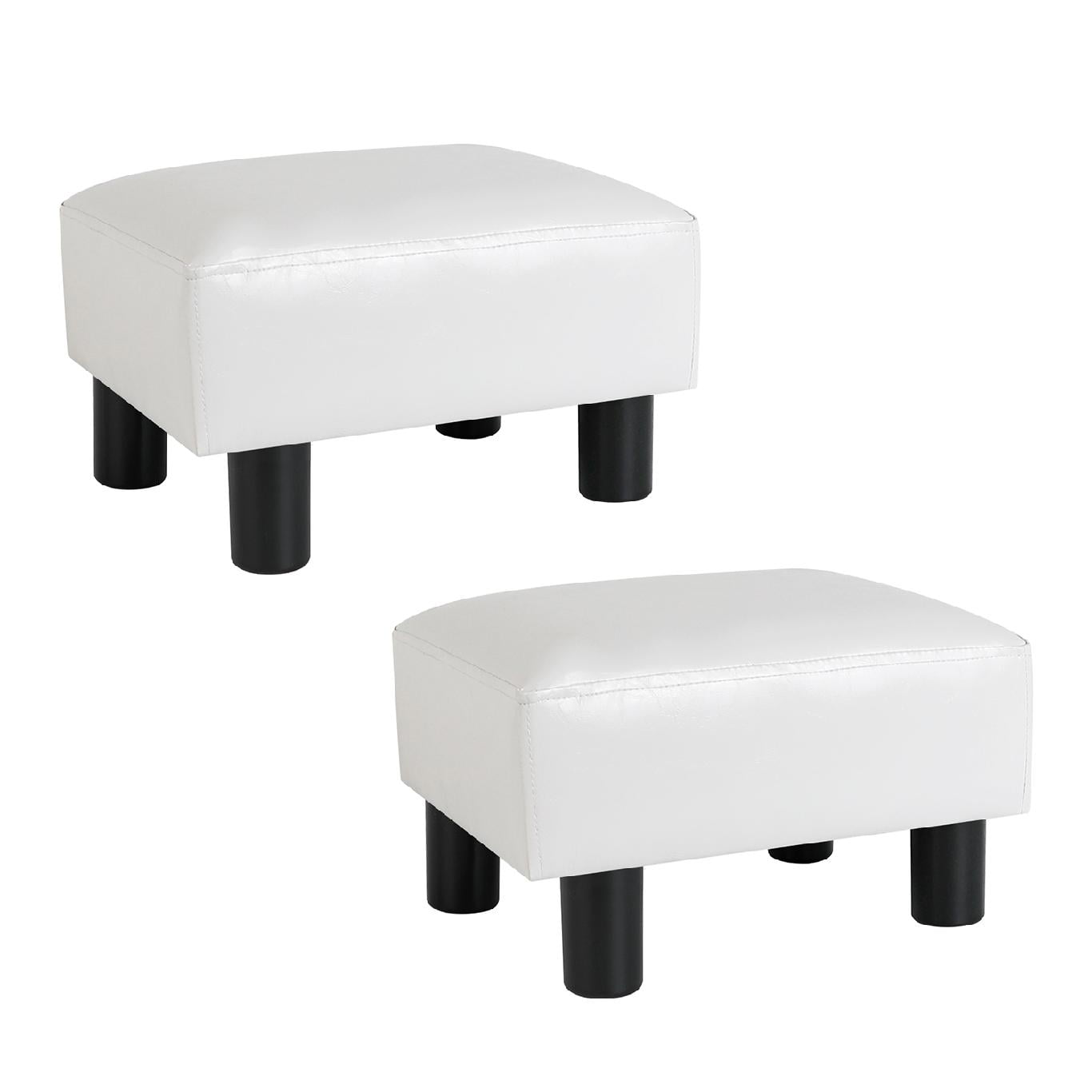 Modern Small Faux PU Leather Footstool Ottoman Footrest Stool Seat ...