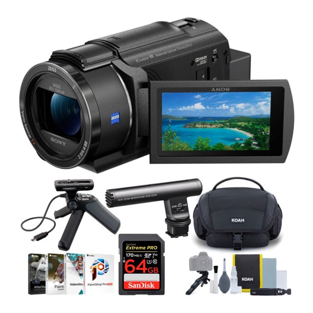 Sony FDR-AX43/B 4K Camcorder with Tripod Grip and Gun Zoom Microphone ...