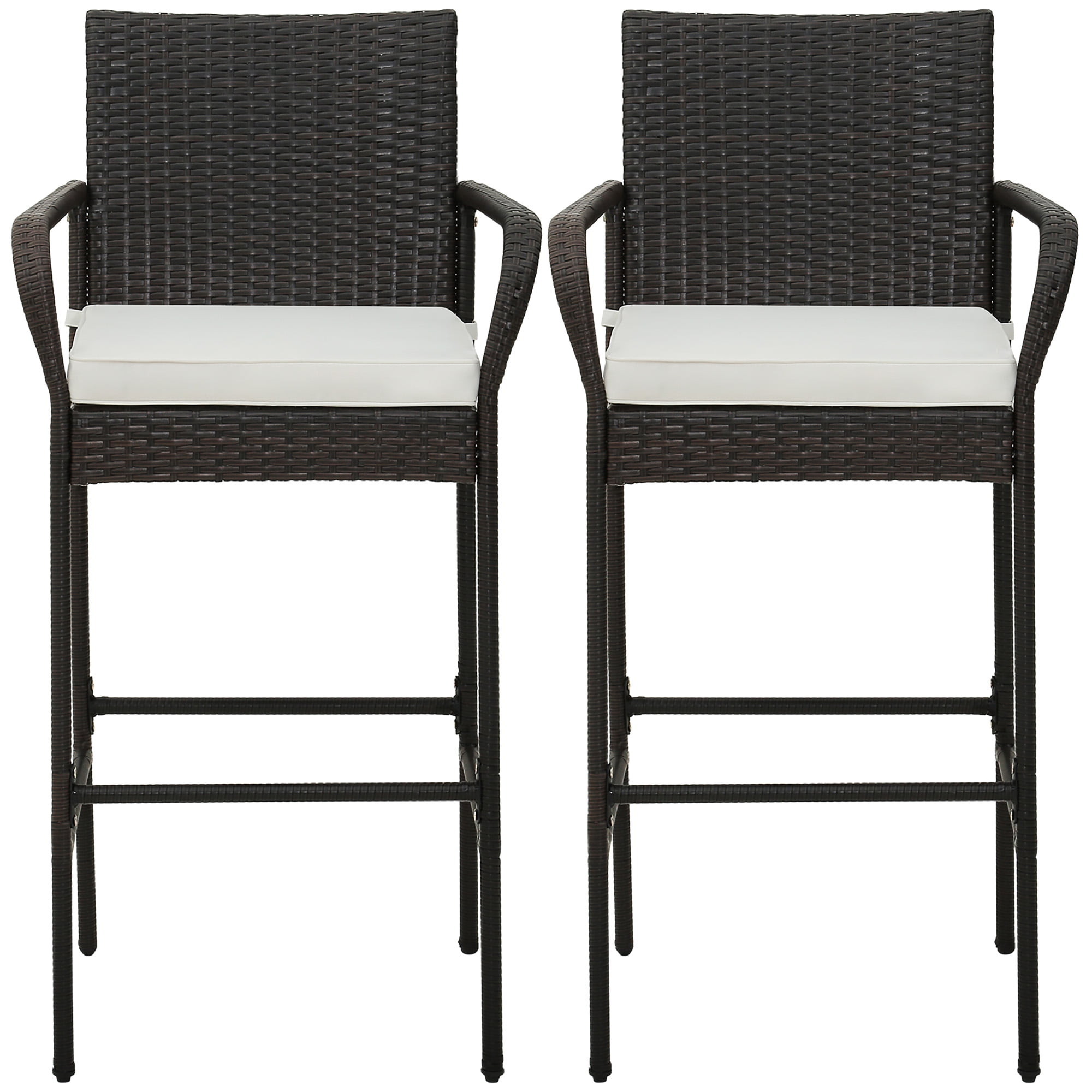 Click here for Gymax Set Of 2 Wicker Bar Stools Set Outdoor High... prices