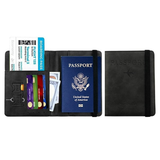Travel Cover Case Ultra-thin Multi-function Leather Passport Holder ...