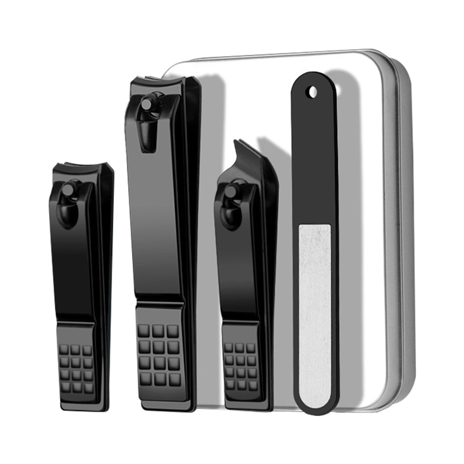 4PCS Nail Clippers Set Black Matte Stainless Steel Fingernail & Toenail ...