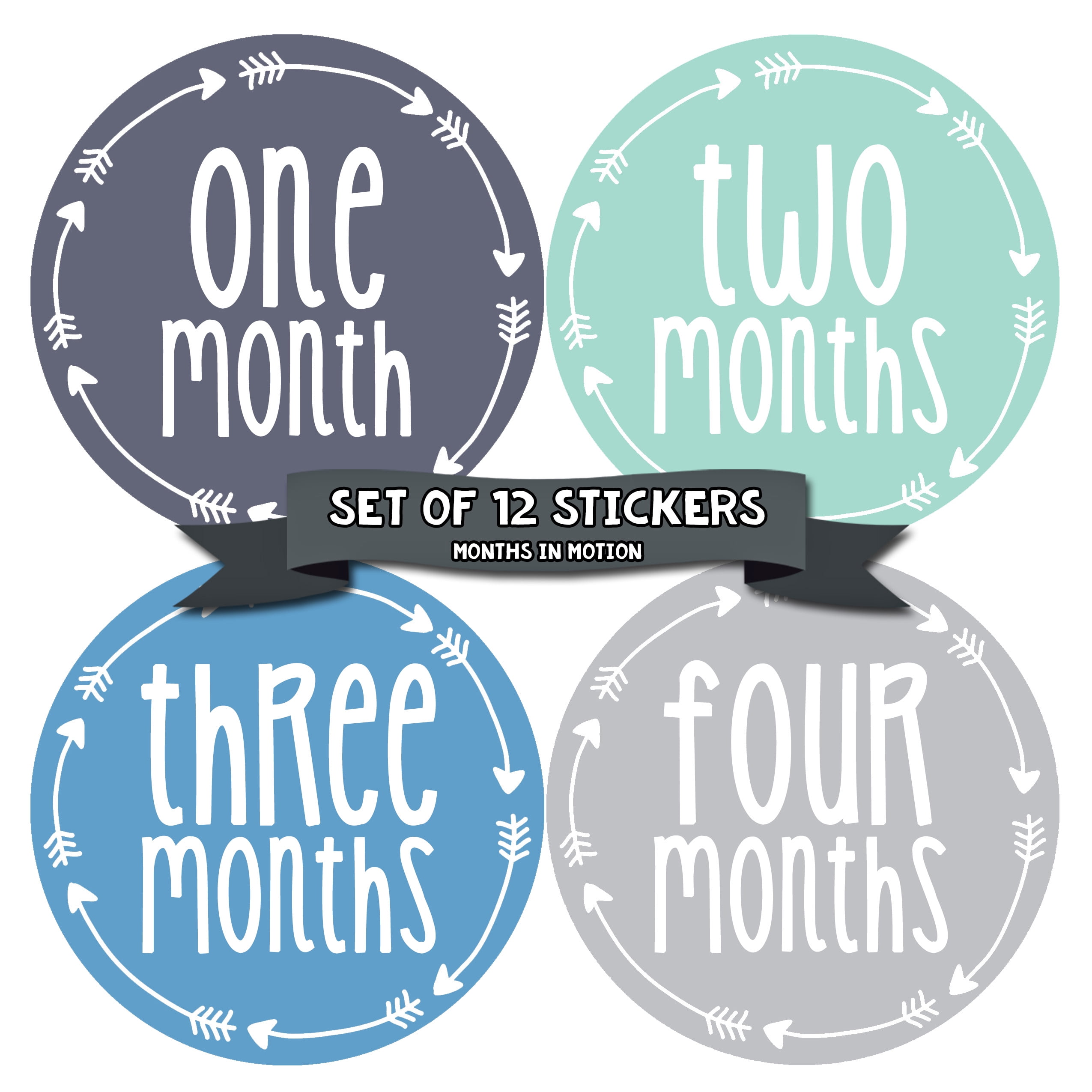 Months In Motion Baby Monthly Stickers - Baby Milestone Stickers ...