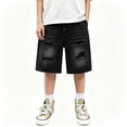 Boy's Jean Denim Shorts Jorts Ripped Destroyed High Frayed Distressed ...