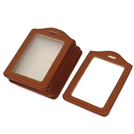 Double Sides Vertical Name Tag ID Badge Card Holders Container Brown ...