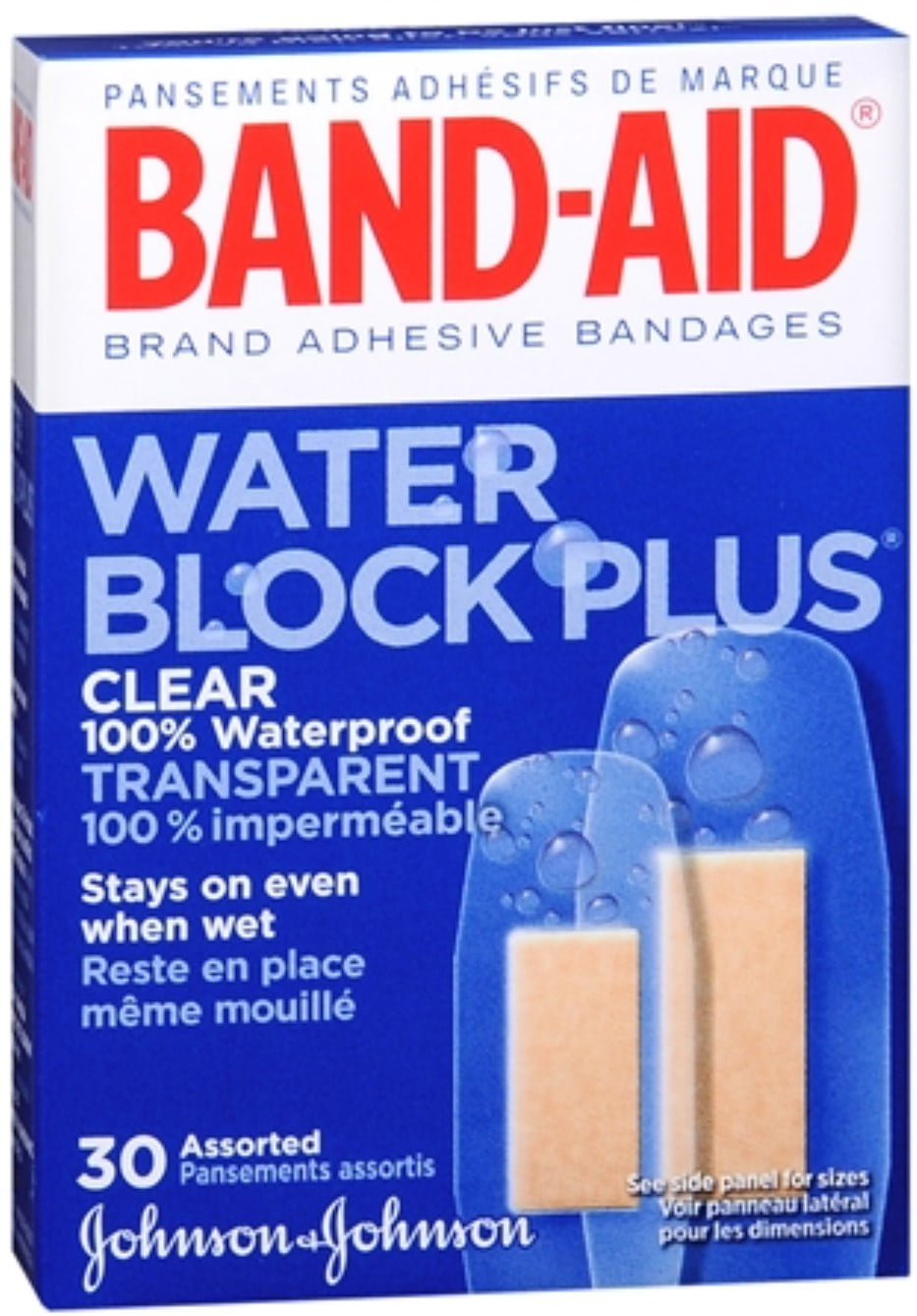 Band-Aid Brand Water Block Clear Waterproof Adhesive Bandages, 30 ct ...