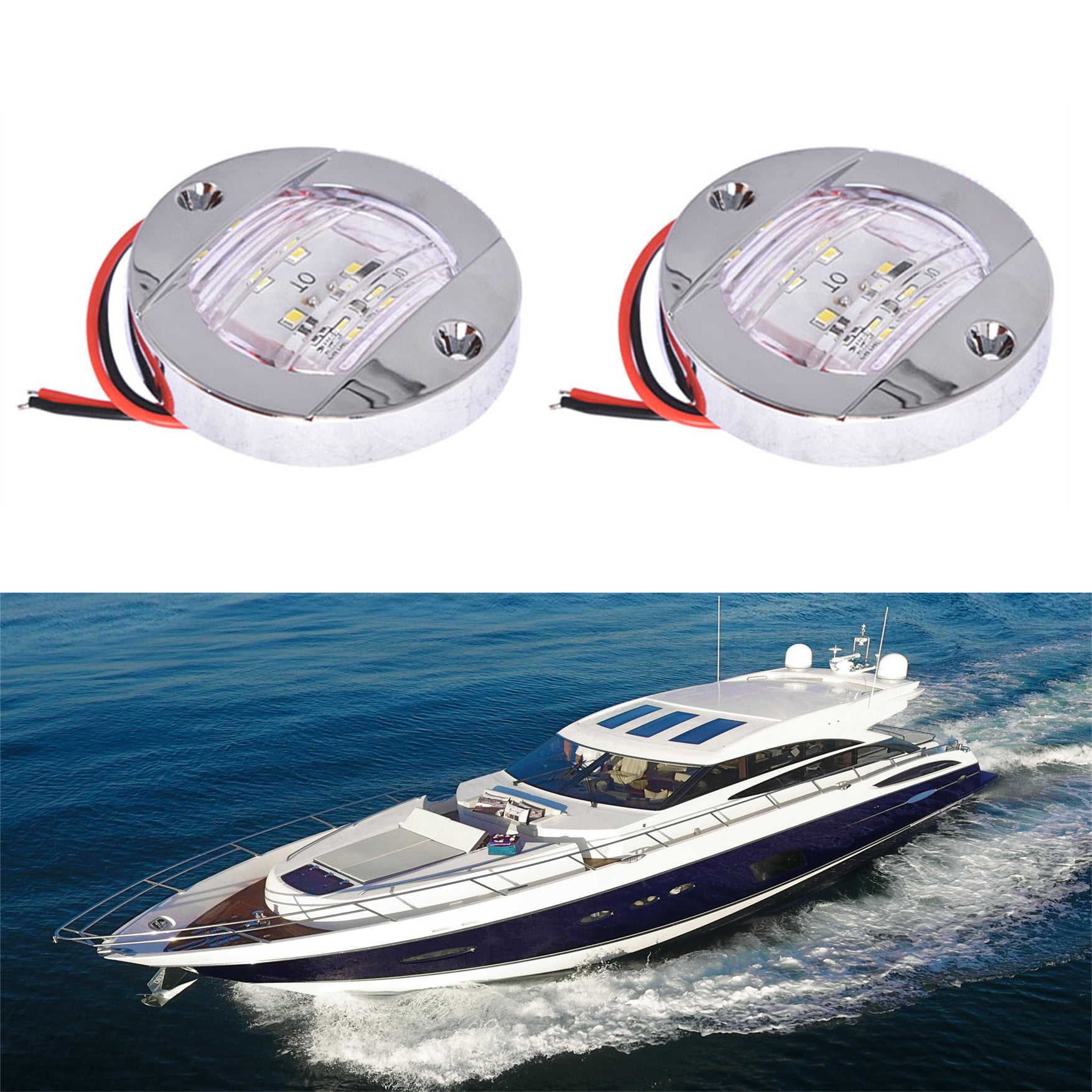 munirater 2-pack 3 inch Round Navigation Lights Chrome Boat Marine ...