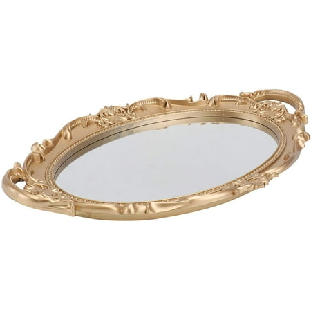 Decorative Mirrored Tray Retro Gold Mirror Tray Perfume Glass Tray Dish ...
