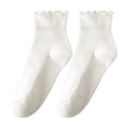 1 Pairs Sweet Frilly Ribbed Hosiery, Breathable Textured Short ...
