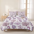 96x106in Quilt Bedding Set, Pink Marine Life Seahorse Coral Lightweight ...