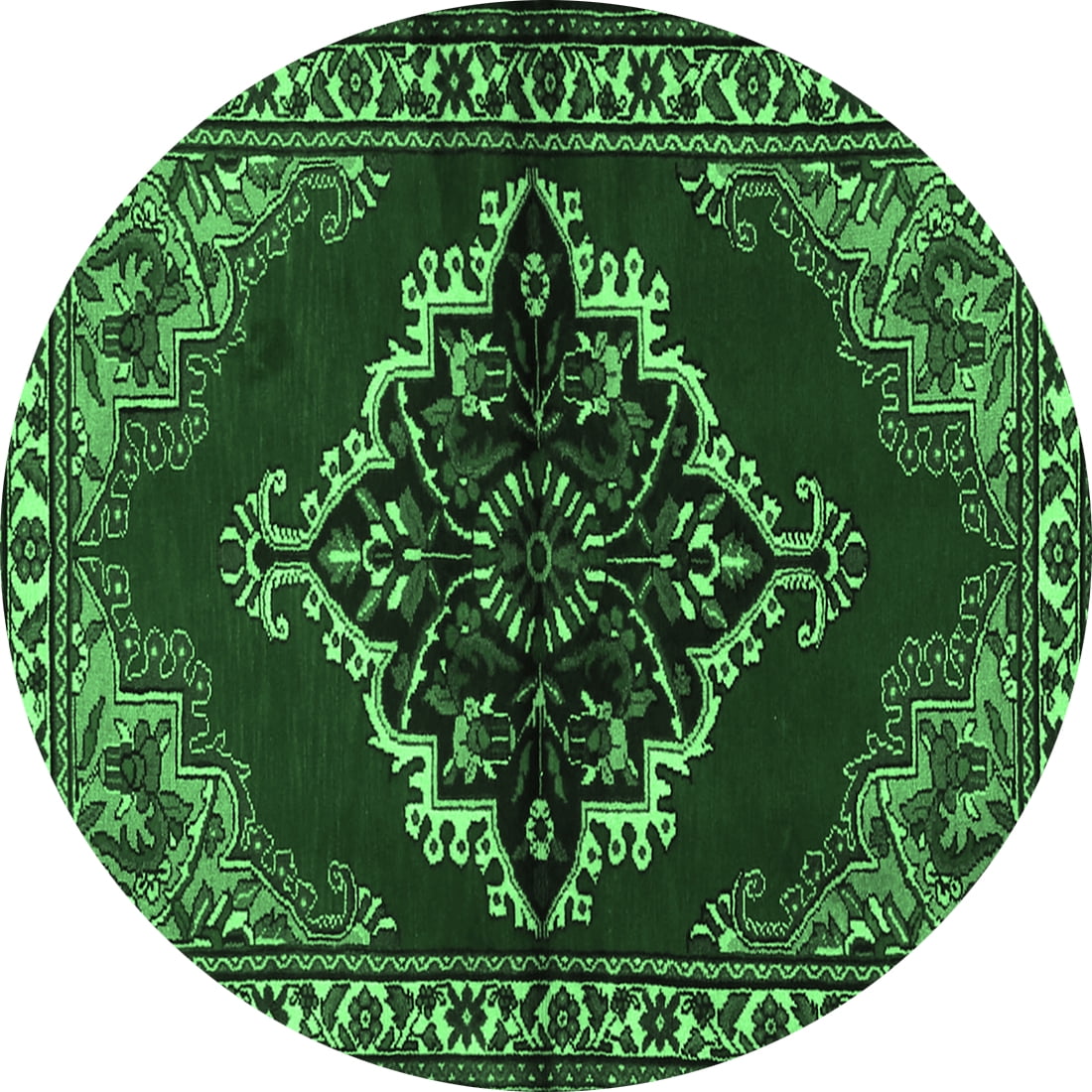 Ahgly Company Indoor Round Medallion Emerald Green Traditional Area ...