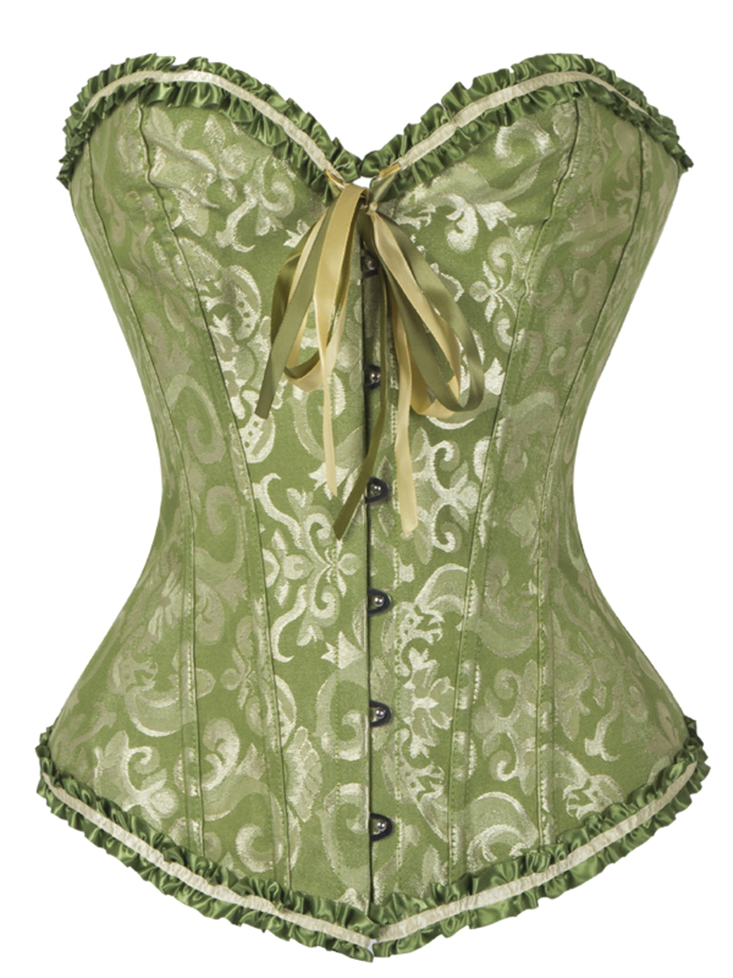 FANNYC Women 's Floral Lace Overbust Corset Bustier Waist Cincher Body ...
