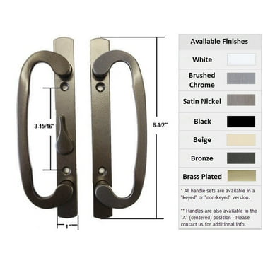 White Sliding Glass Patio Door Handle Kit, B-Position, Off-Centered ...