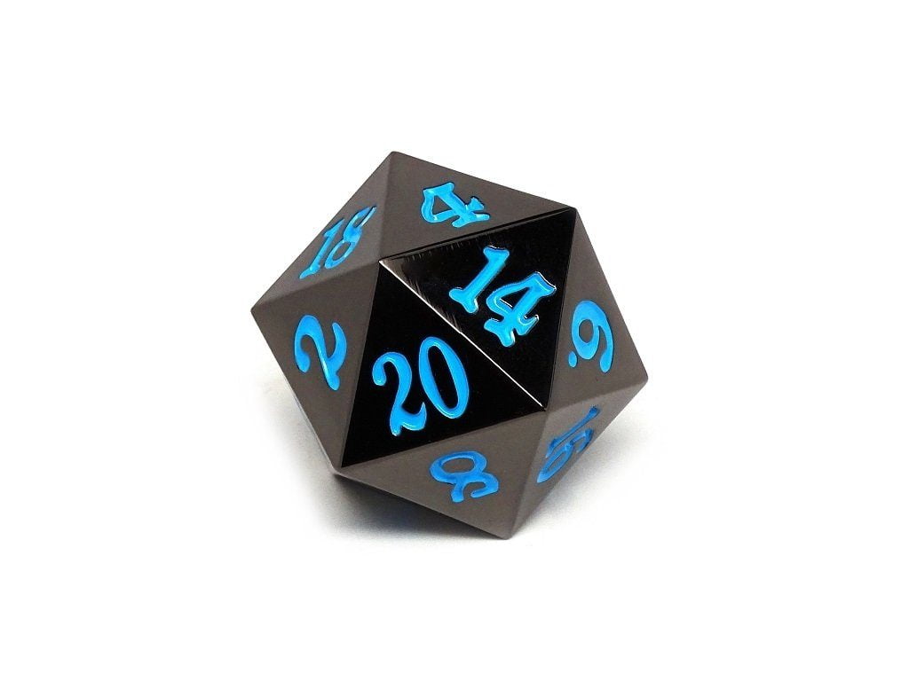 35mm Over Sized Gunmetal Powder Blue D20 Dice - Single Die - Walmart.com