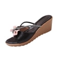 Rvasteizo Women Classic Slides Round Toe Wedge Shiny Height Increasing ...