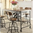 Wood & Metal Counter Height Rectangular Dining Table with Casters ...