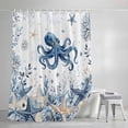 Blue Octopus Coastal Shower Curtain Set, Waterproof Shower Curtains for ...