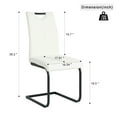 Modern White PU Dining Chair, Upholstered Living Room Chair, Black ...
