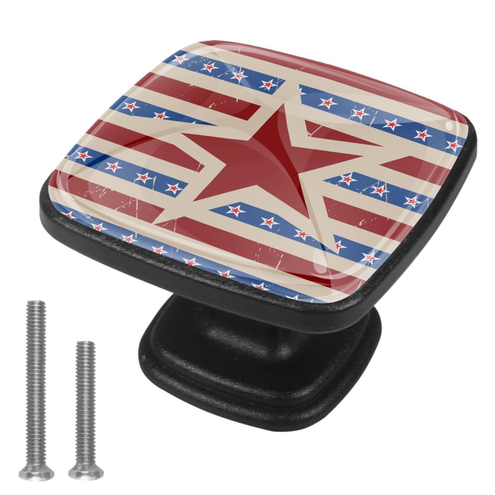 4 Pcs Cabinet Handle Drawer Pulls Stars Stripes National Flag Knobs ...