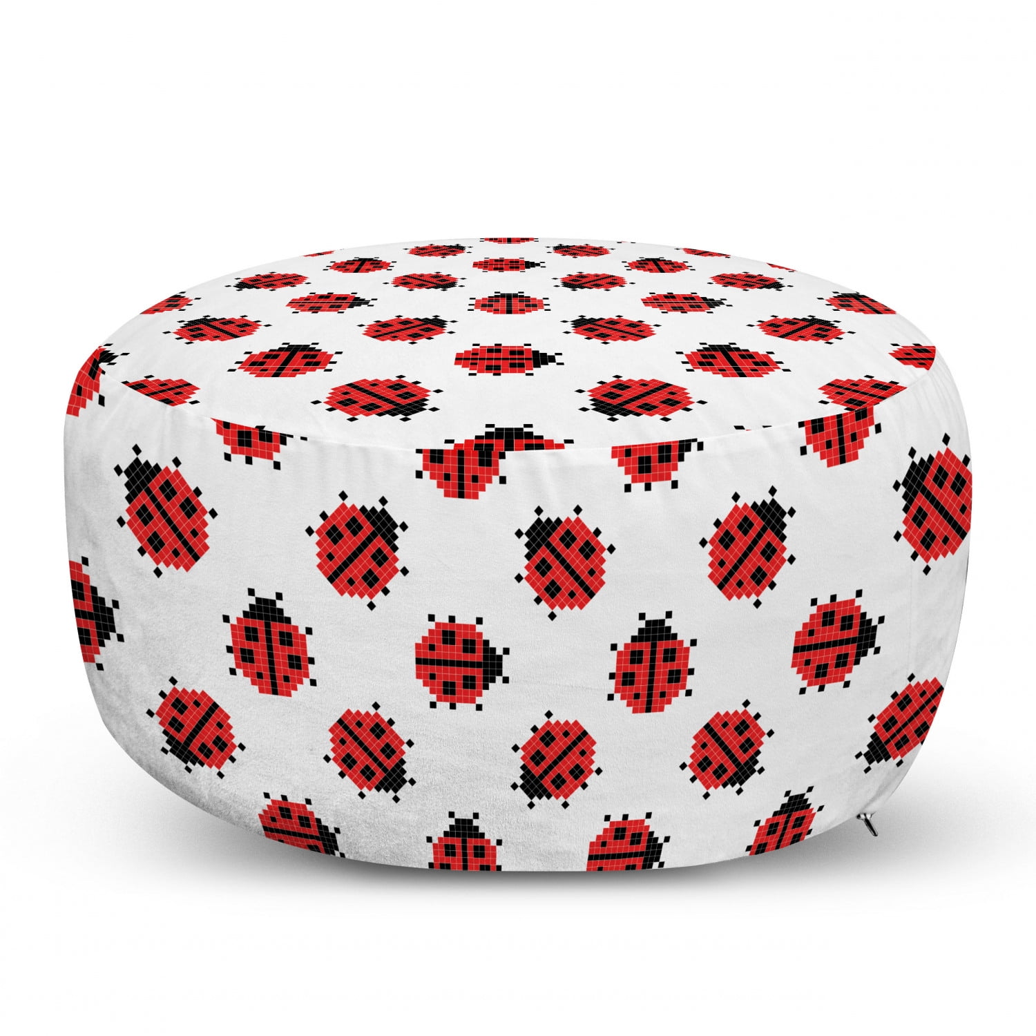Ladybugs Pouf Cover with Zipper, Cross-stitch Insect Model Animal Pixel ...