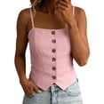 Annhoo Button Front Cami Tops for Women Square Neck Sleeveless Slim ...